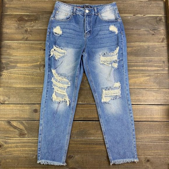 Hot Kiss | Jeans | Hot Kiss High Rise Mom Jeans Distressed Ripped Sz 9 ...